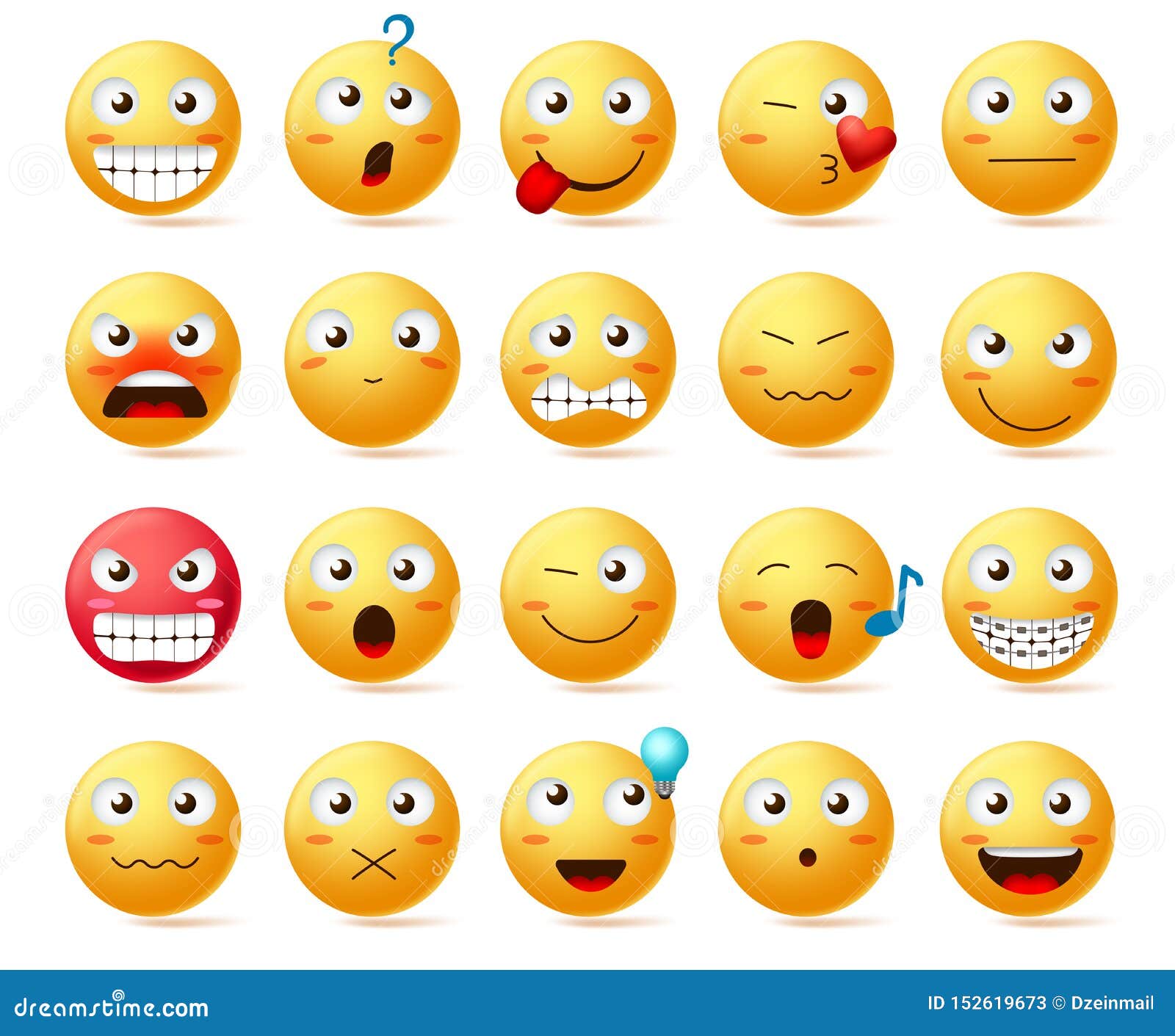 Emoji Vector Icon Set. Smiley Face or Yellow Emoticons with Various ... Emoji Vector Icon Set. Smiley Face or Yellow Emoticons with Various ...
