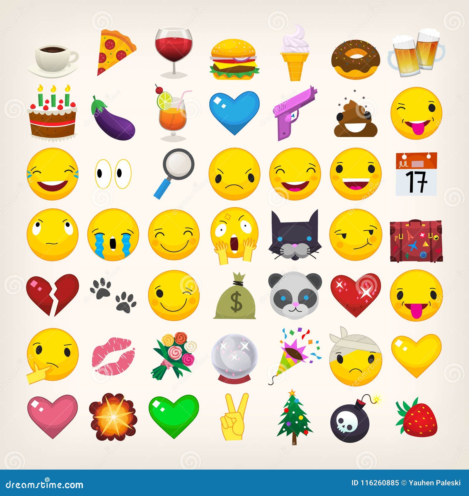 Emojis和意思号 向量例证. 插画 包括有 竹子, 蛋糕, 表面, 图标, 感觉, 平面, 茄子, 聊天 - 116260885