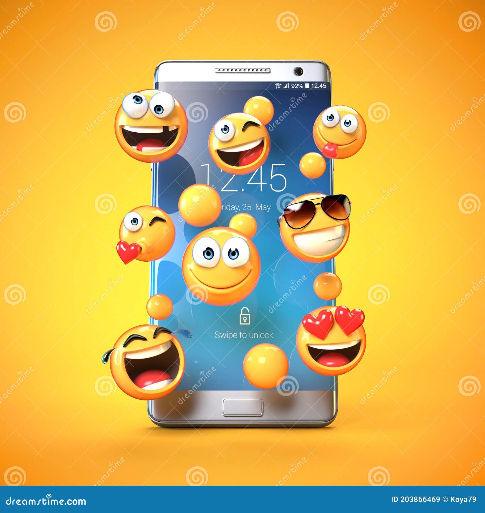 Emojis Around Mobile Phone, Smart Phone Messaging with Emoticons 3d ...