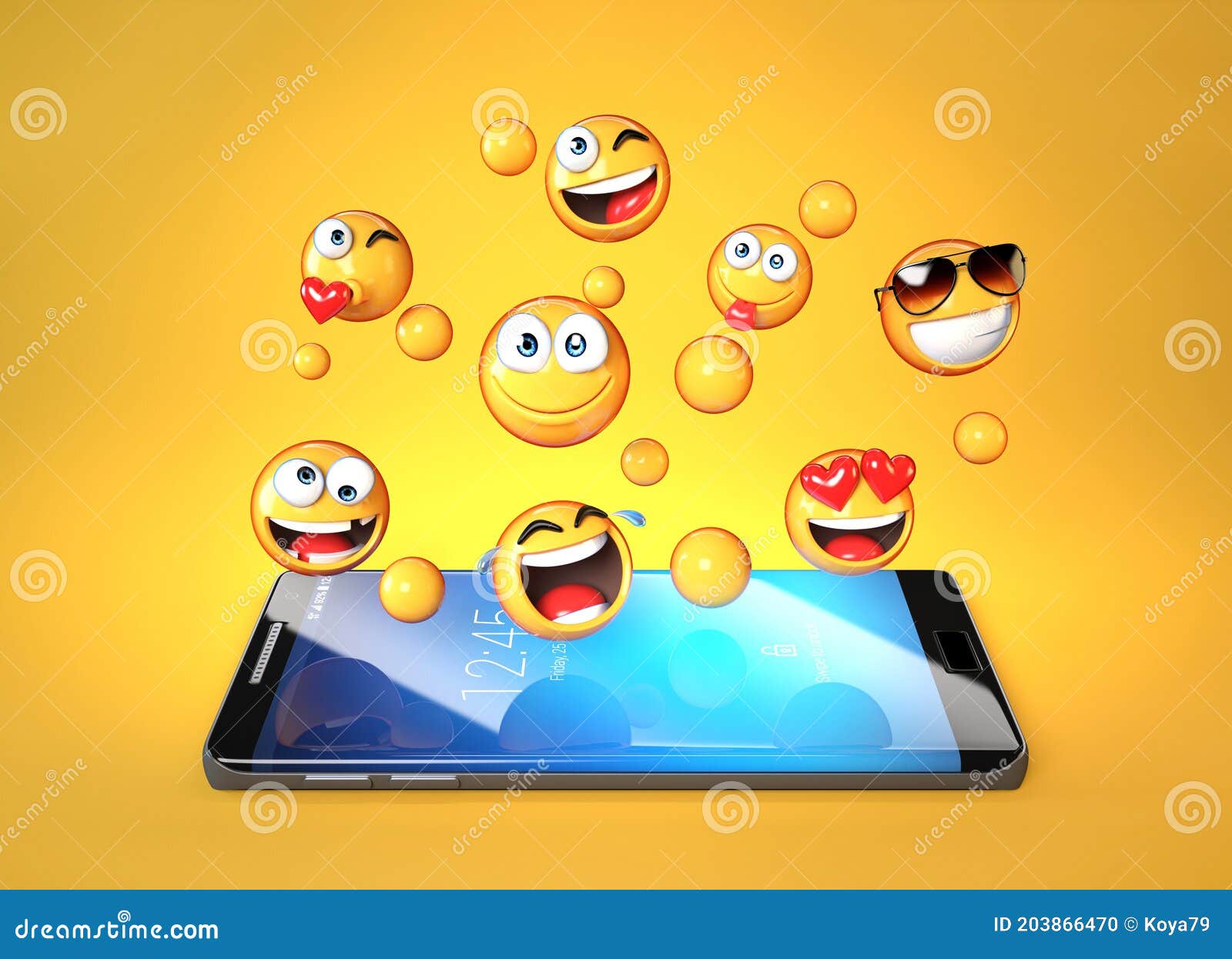 Emojis Around Mobile Phone, Smart Phone Messaging with Emoticons 3d ...