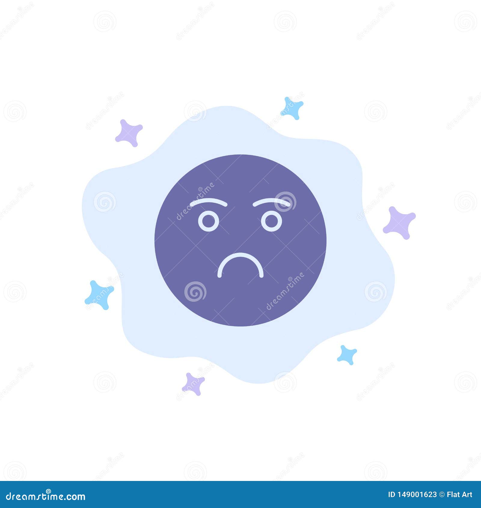 Emojis, Emotion, Feeling, Sad Blue Icon on Abstract Cloud Background ...