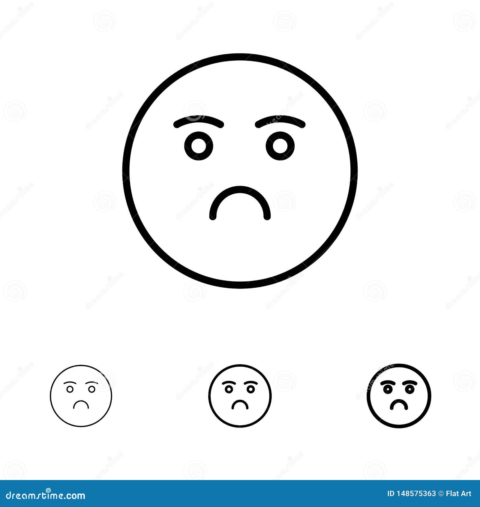 Emojis, Emotion, Feeling, Sad Bold and Thin Black Line Icon Set Stock ...