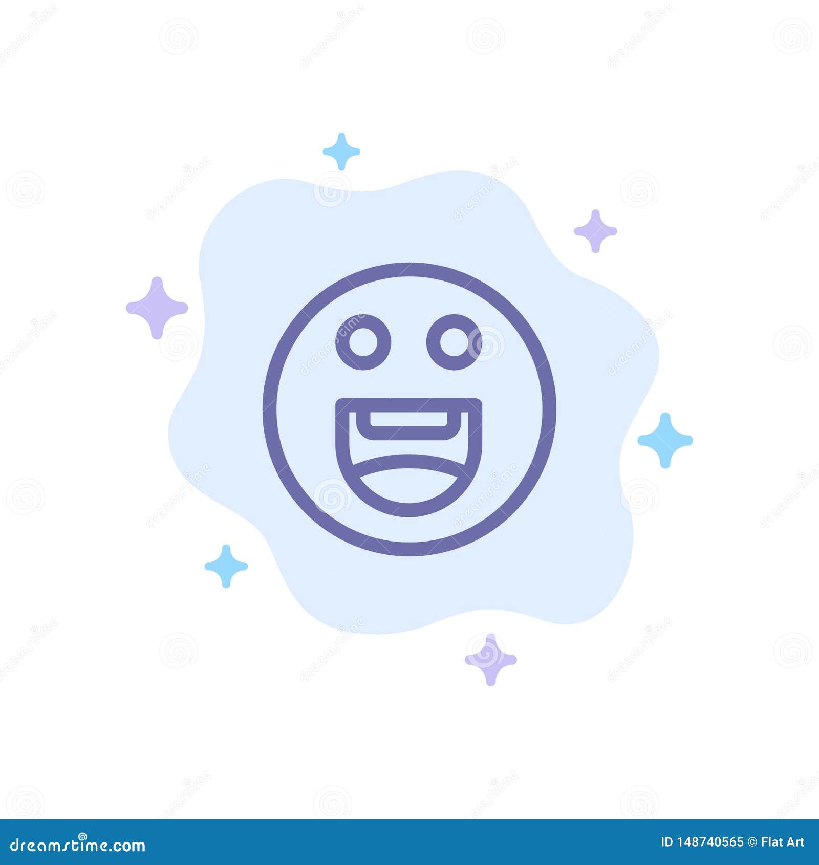 Emojis, Happy, Motivation Blue Icon on Abstract Cloud Background Stock ...