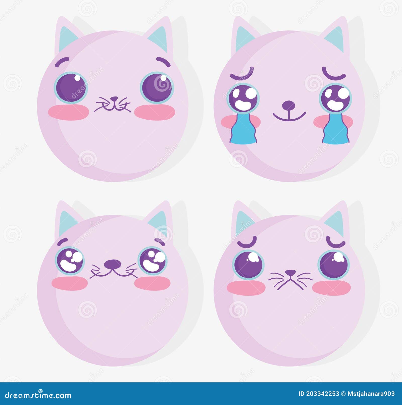 Emojis Kawaii Cartoon Faces Cute Pink Rabbit | CartoonDealer.com #166663241