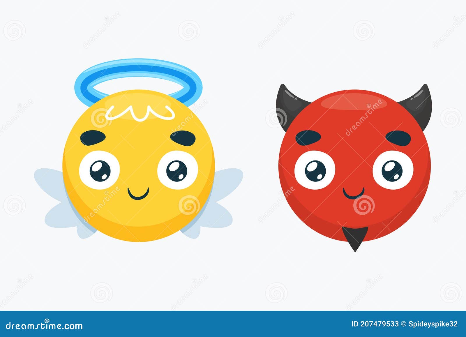 Emoticon of Angel and Devil. Isolated Vector Illustration Stock Vector ...