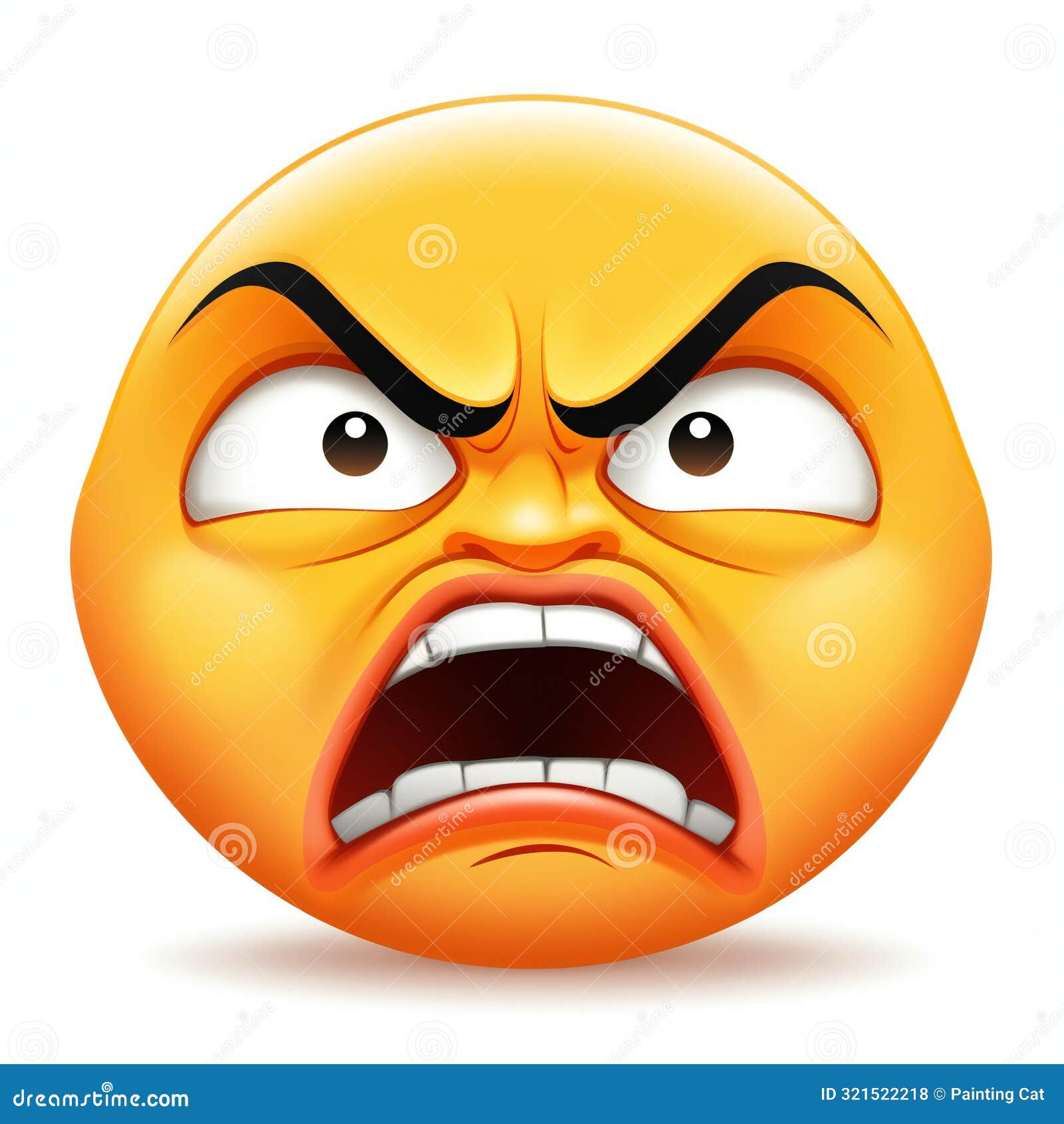 Emoticon with Angry Face, Illustration Isolated on White Background ...