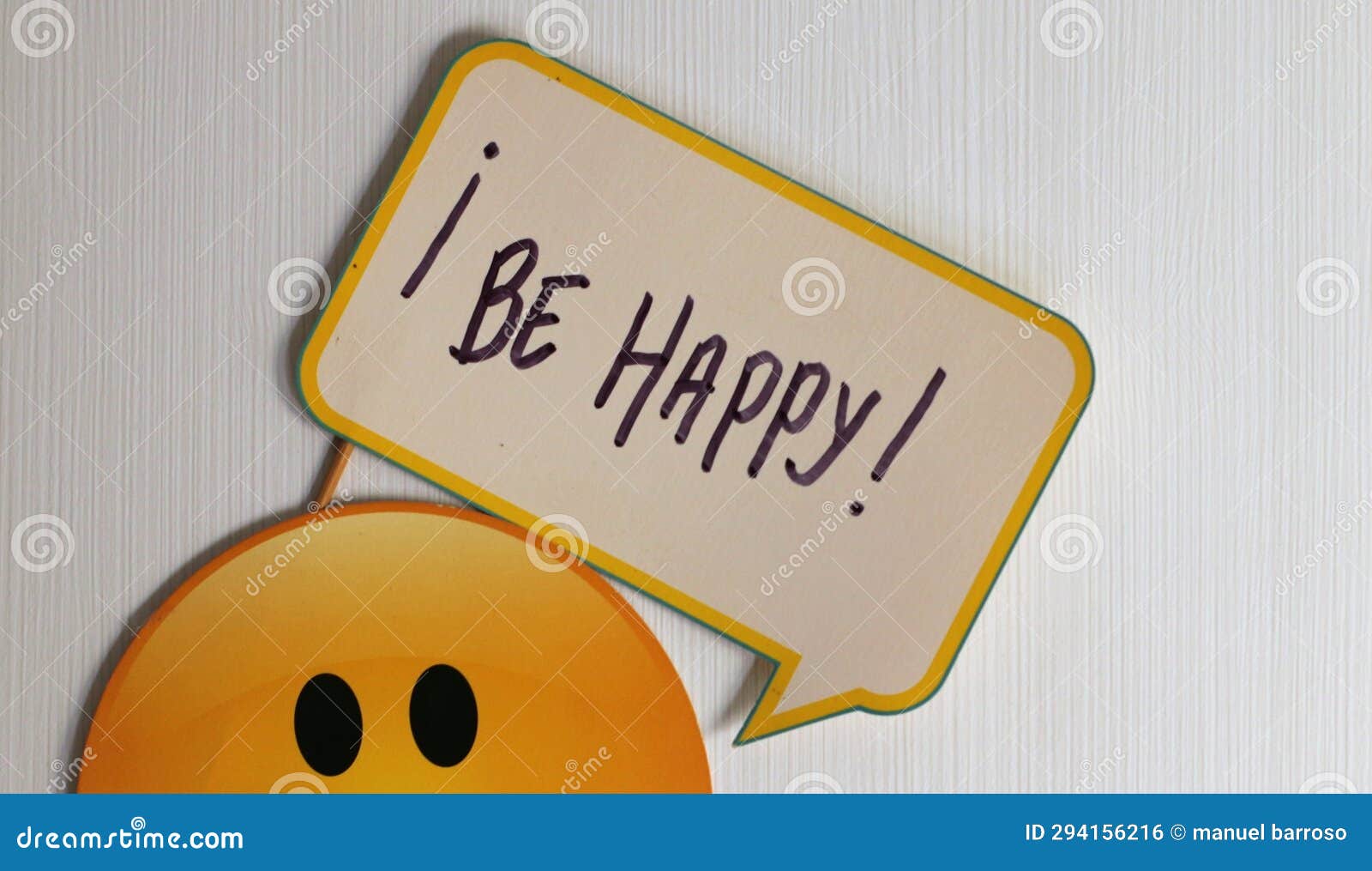 Emoticon with Be Happy Poster As a Concept. Stock Photo - Image of ...