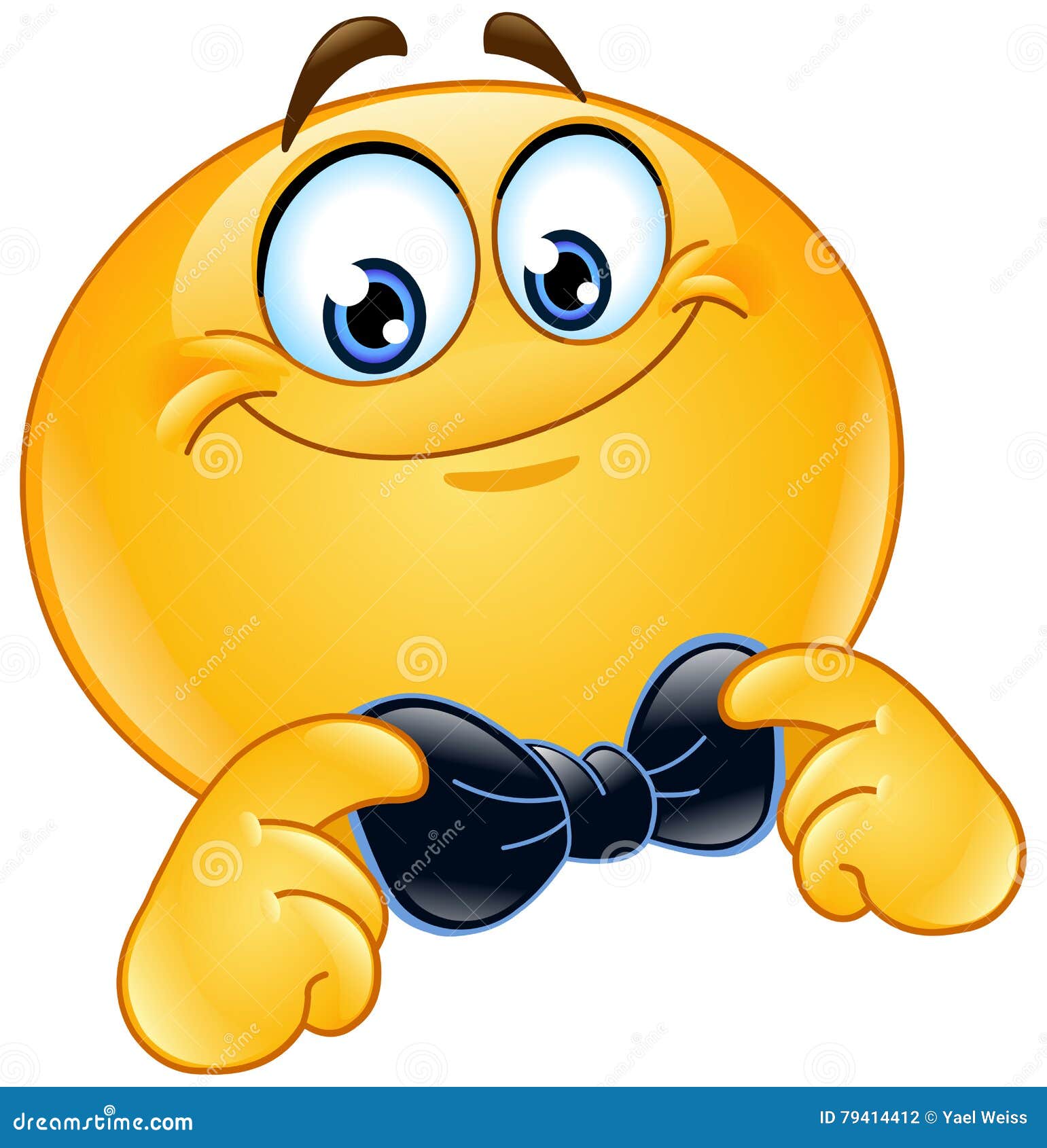 Emoticon with bow tie stock vector. Illustration of event - 79414412