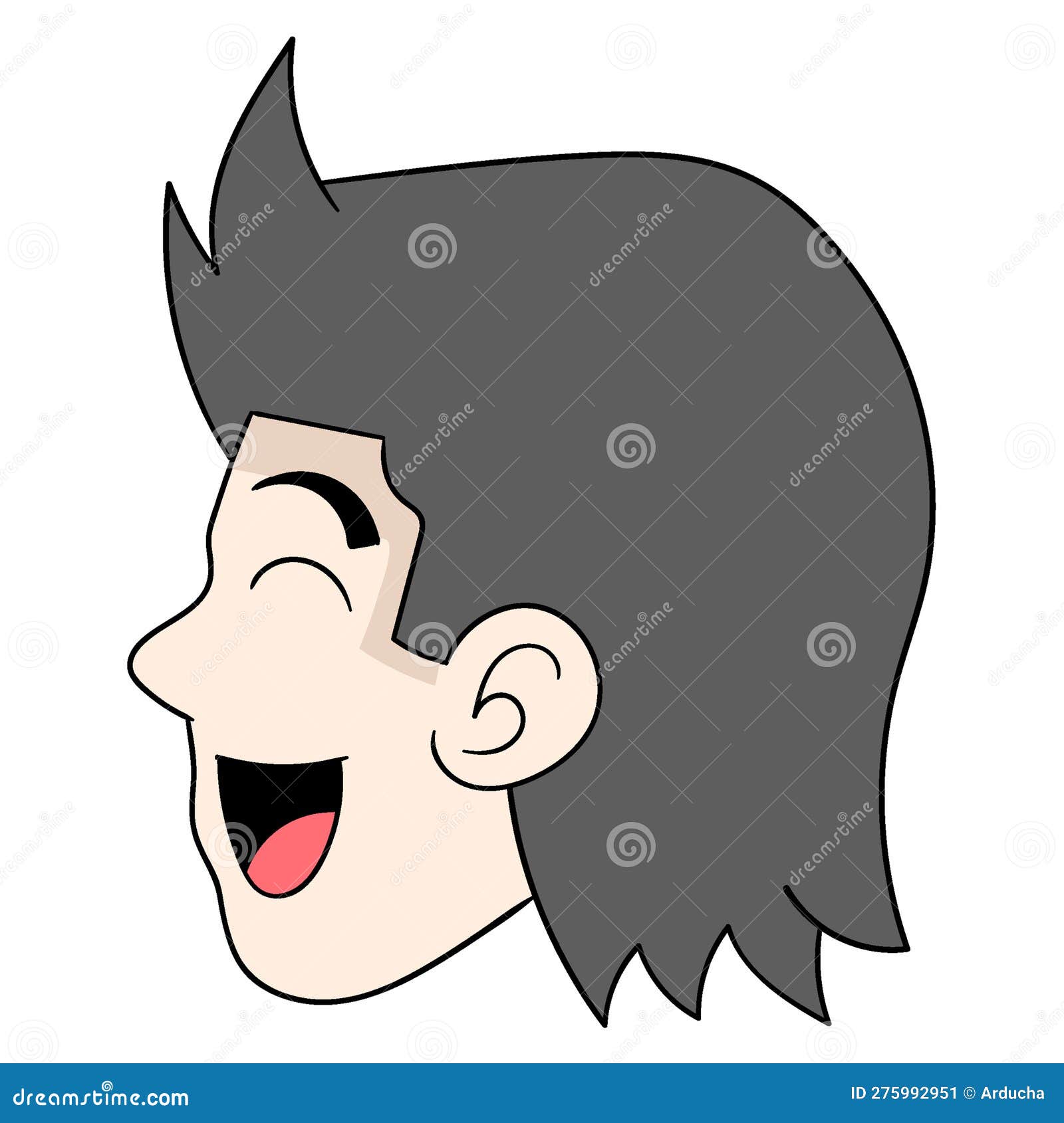 Emoticon Boy Face Laughing Expression From Behind Cartoon Vector ...