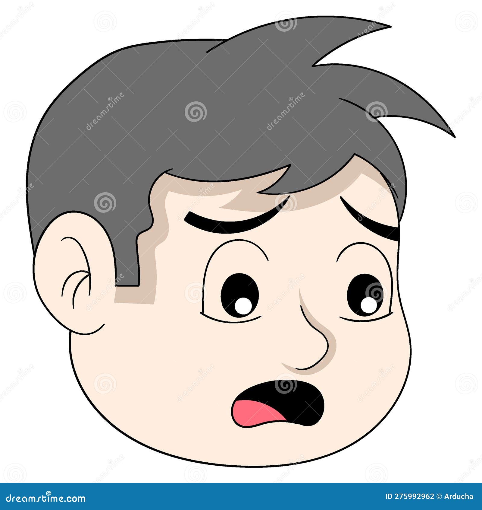 Emoticon Boy Head with Sad and Scared Expression Stock Vector ...