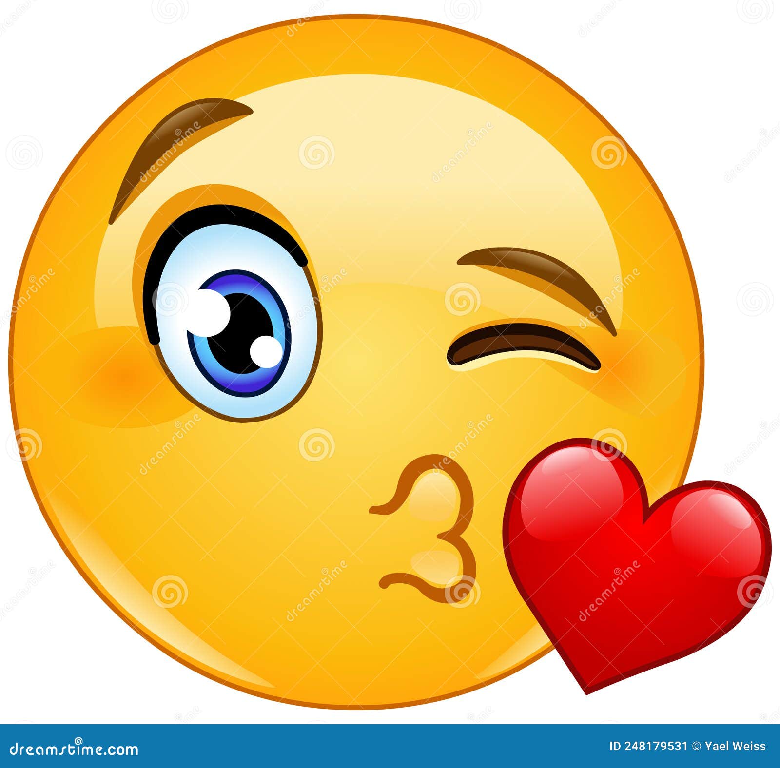 Emoticon Che Soffia Un Bacio Illustrazione Vettoriale - Illustrazione ...