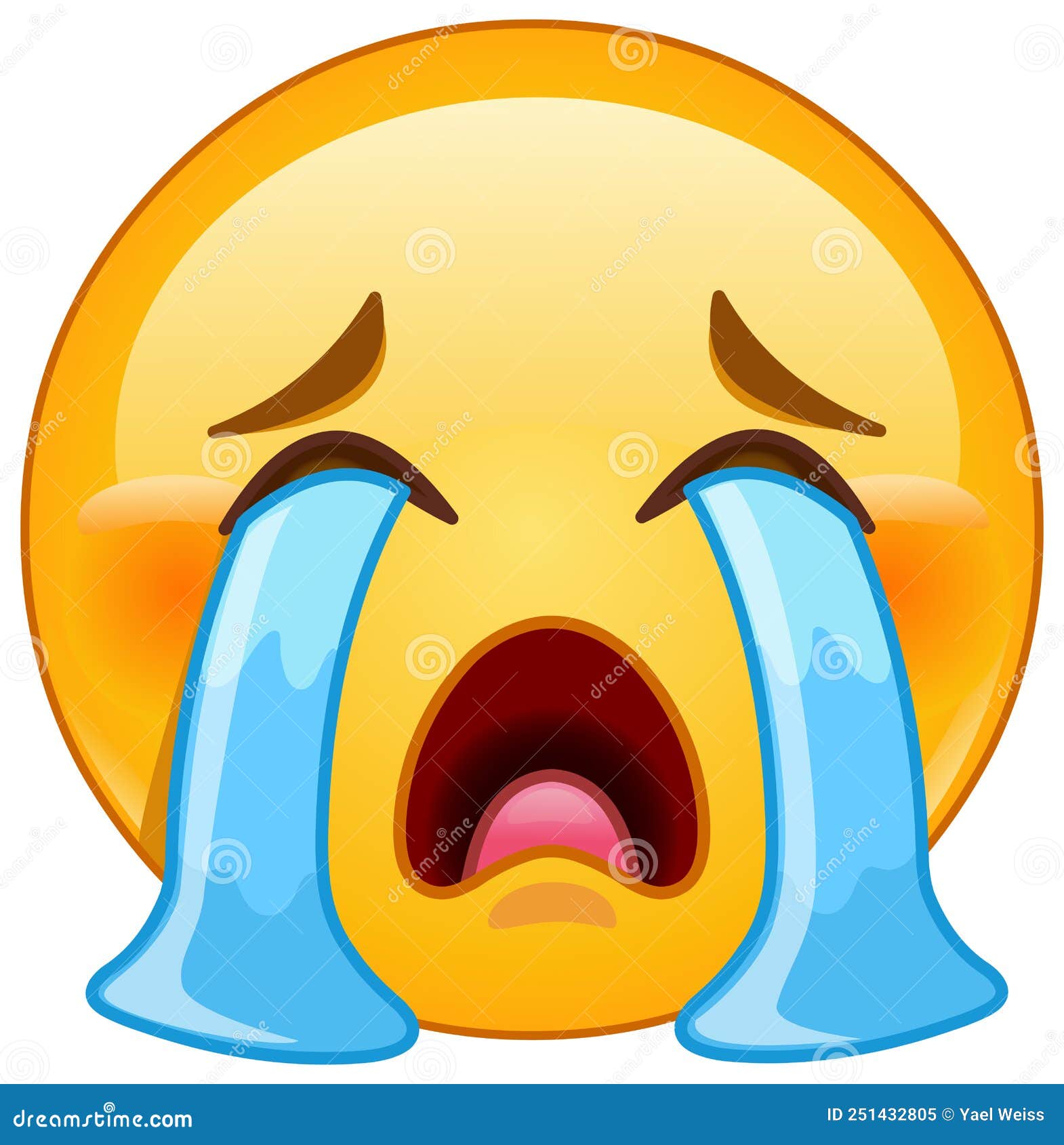 Emoticon chorando alto ilustração do vetor. Ilustração de luto - 251432805