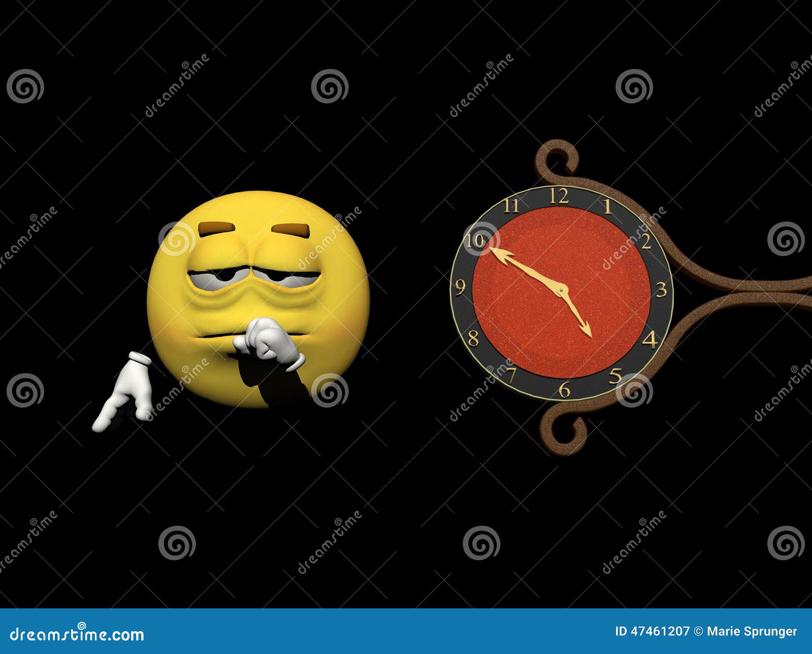 Emoticon and a Clock - 3d Render Stock Illustration - Illustration of ...
