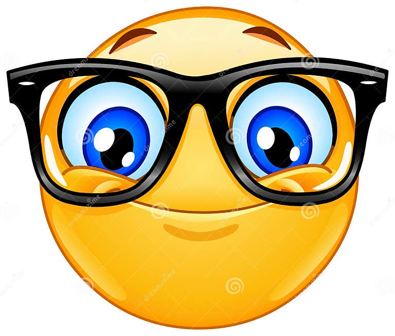 Emoticon con las lentes ilustración del vector. Ilustración de mensaje ...