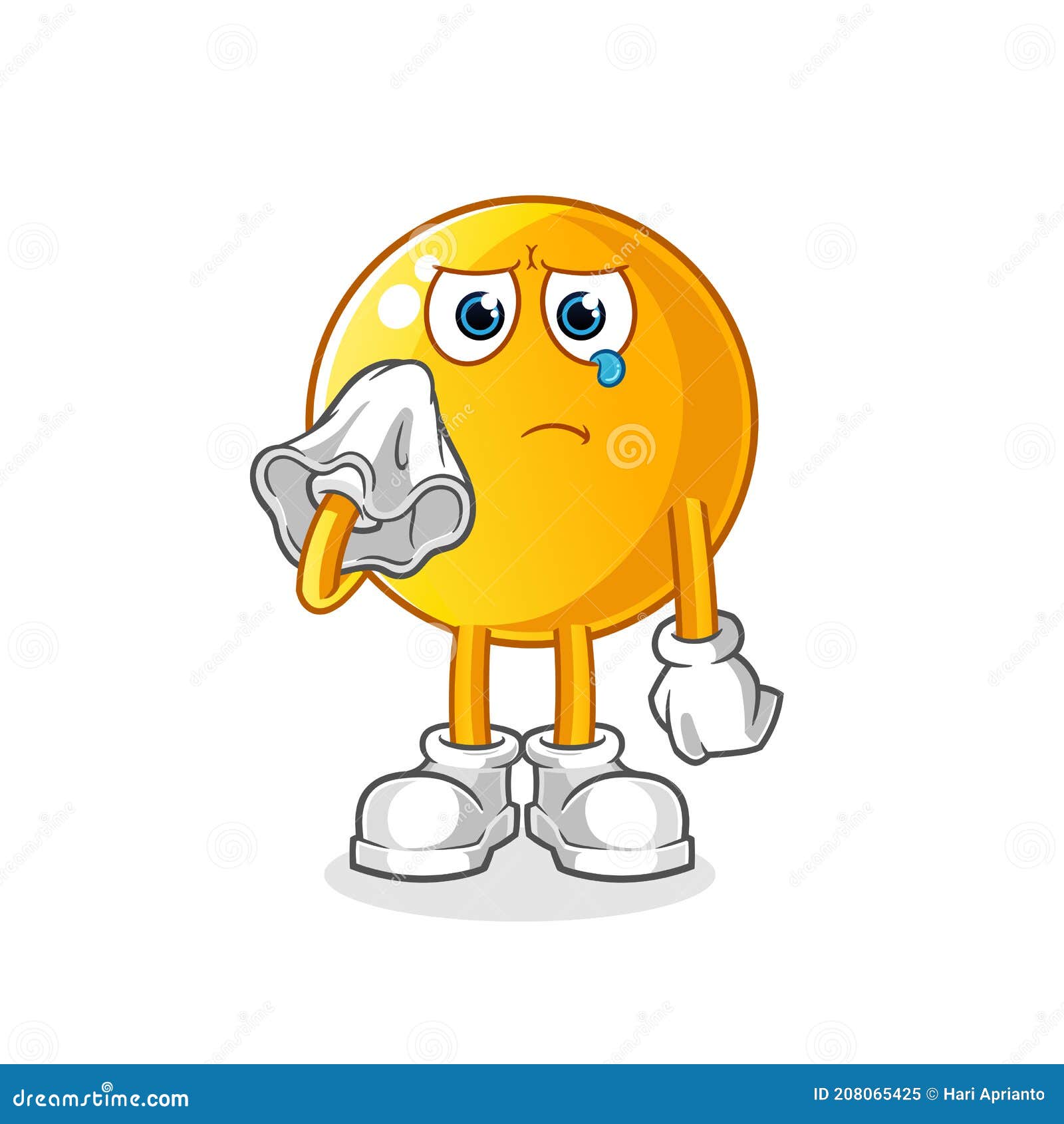 Emoticon Cry with a Tissue Character. Cartoon Mascot Vector Stock ...