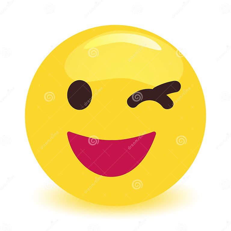 Emoticon De Guiño Y Sonriente Ilustración del Vector - Ilustración de ...