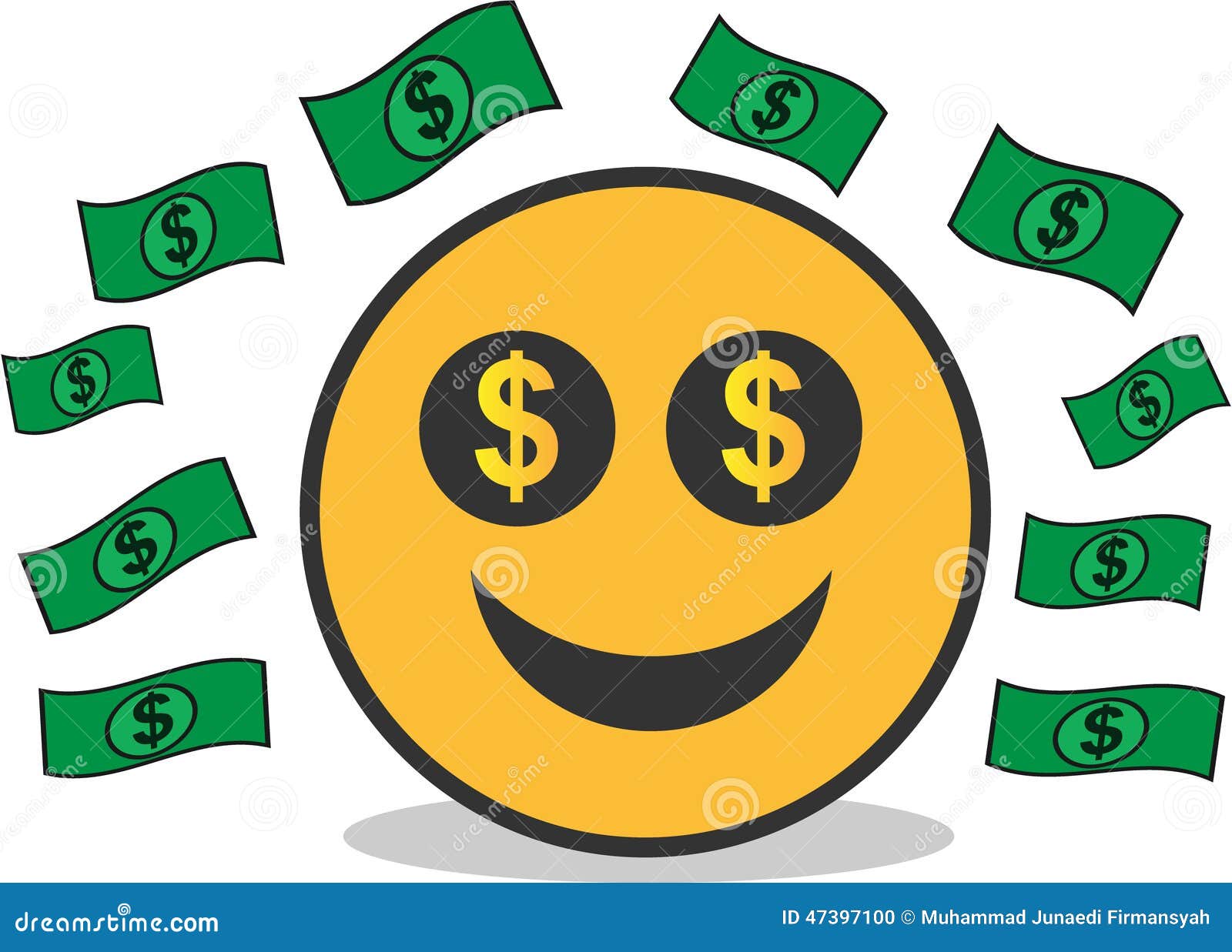 Emoticon Dei Soldi Del Dollaro Illustrazione Vettoriale - Illustrazione ...