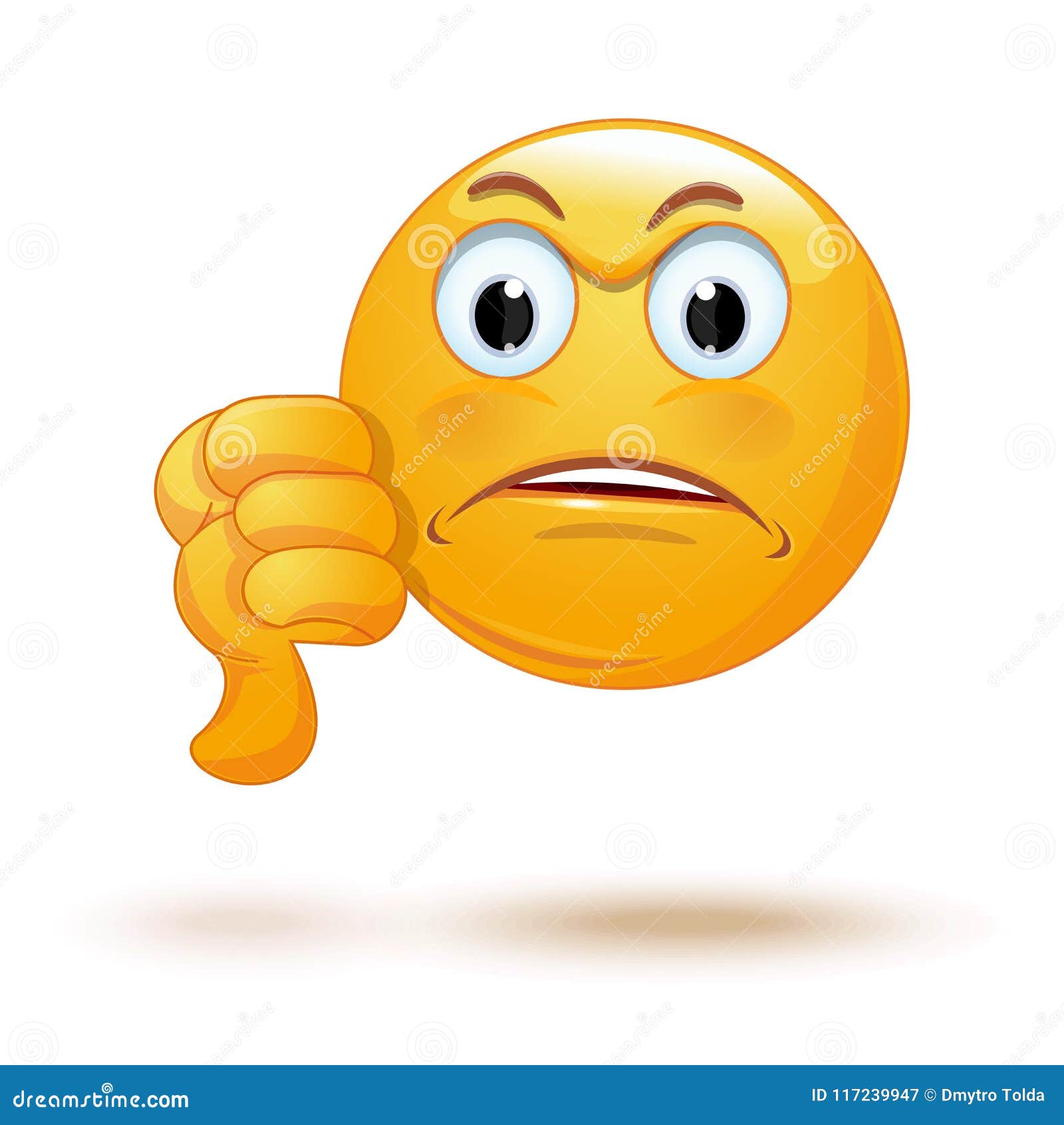 Emoticon, Der Unten Daumen Zeigt Vektor Abbildung - Illustration von ...