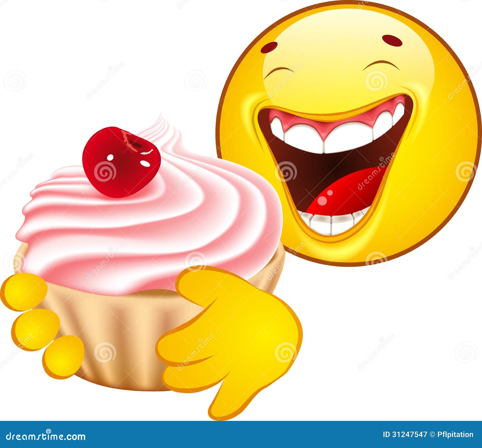 Emoticon Die Een Dessert Eten Vector Illustratie - Illustratie ...