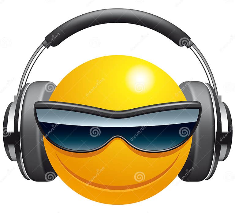 Emoticon DJ ilustración del vector. Ilustración de vector - 25927515