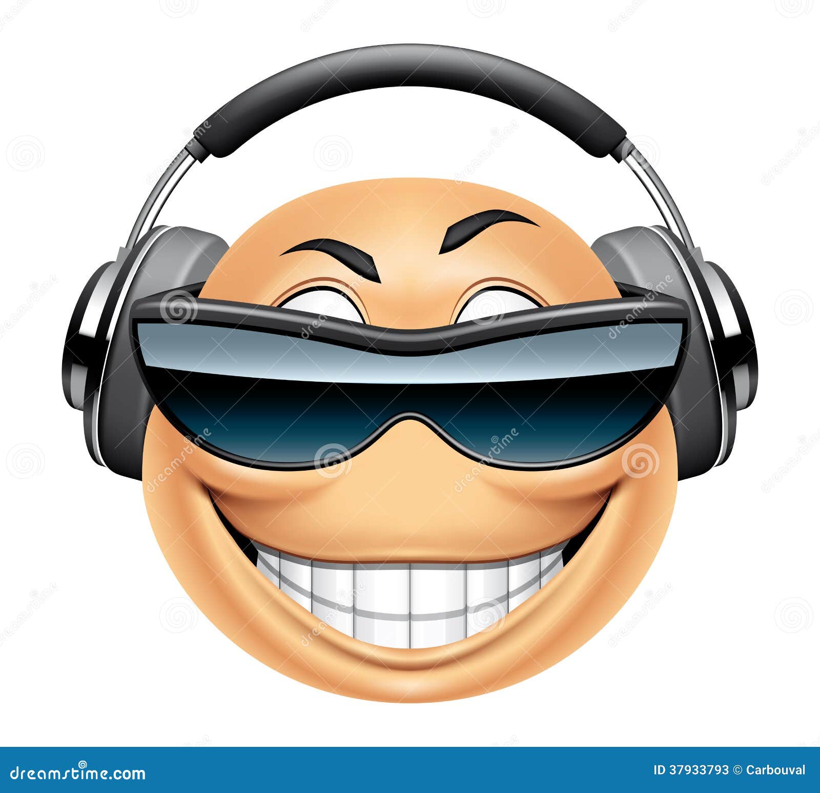 Emoticon dj stock illustration. Illustration of cool - 37933793