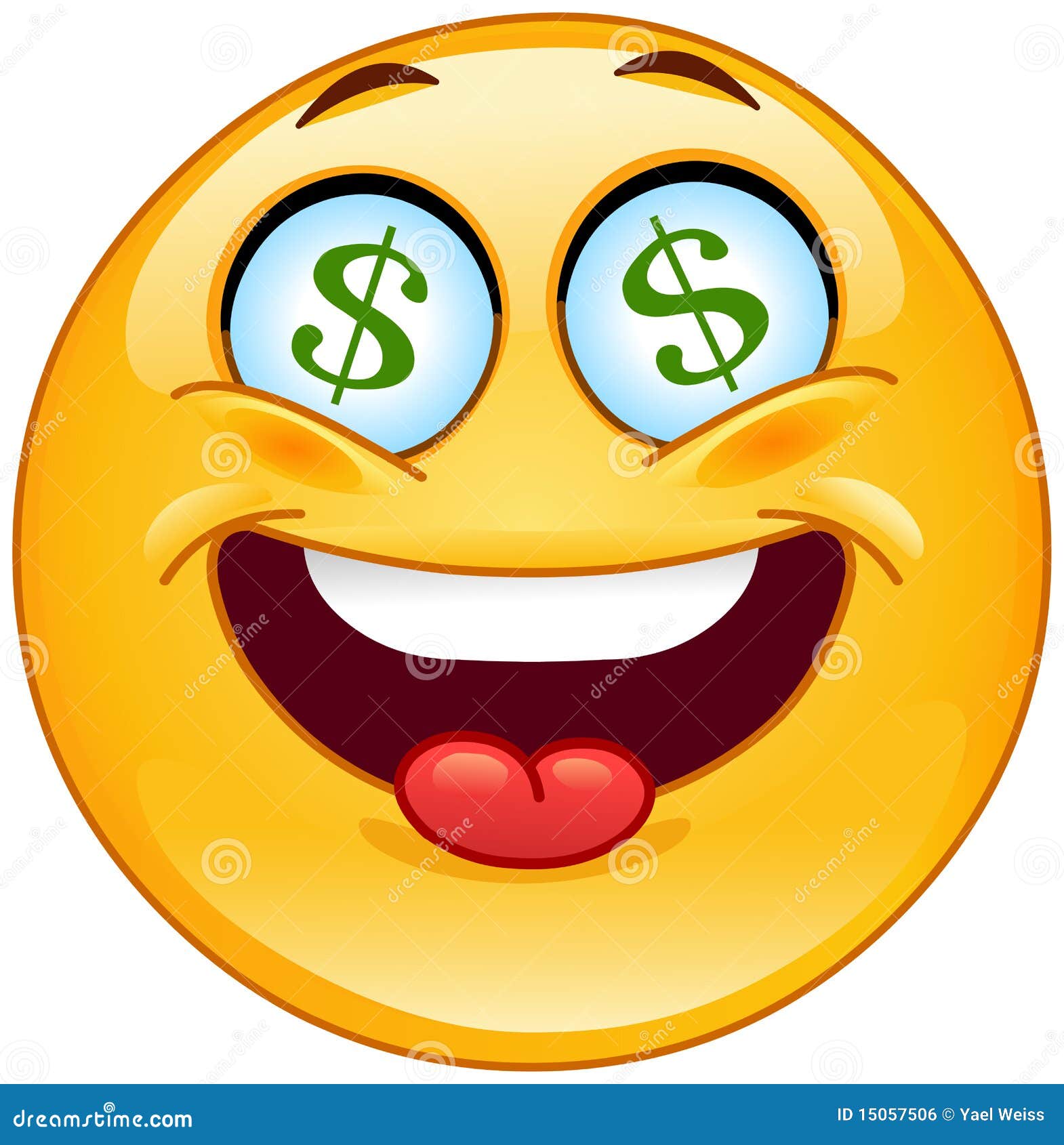 Emoticon do dólar ilustração do vetor. Ilustração de dinheiro - 15057506