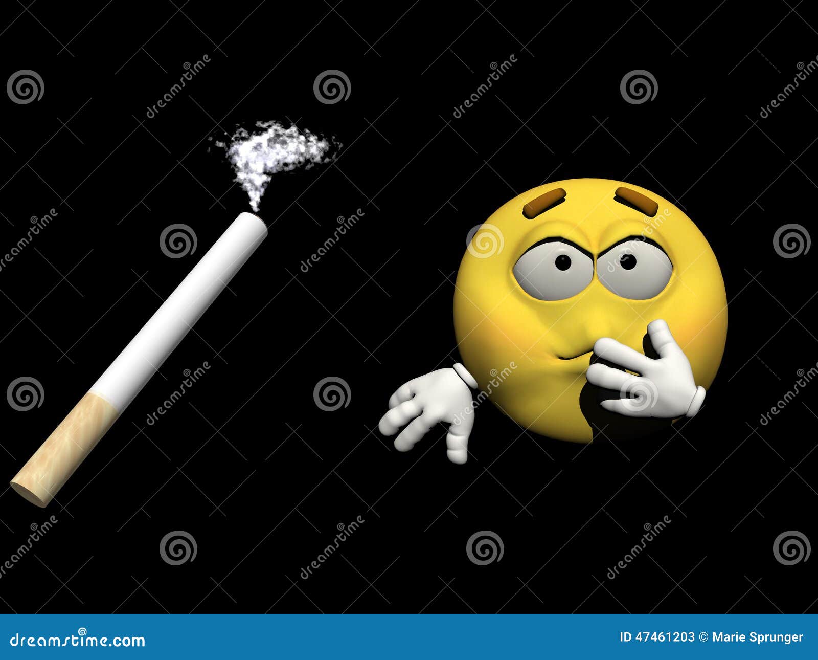 Emoticon E Um Cigarro - 3d Rendem Ilustração Stock - Ilustração de ...