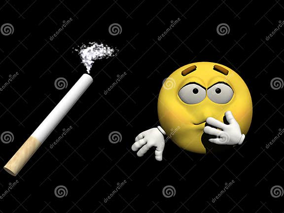 Emoticon E Um Cigarro - 3d Rendem Ilustração Stock - Ilustração de ...