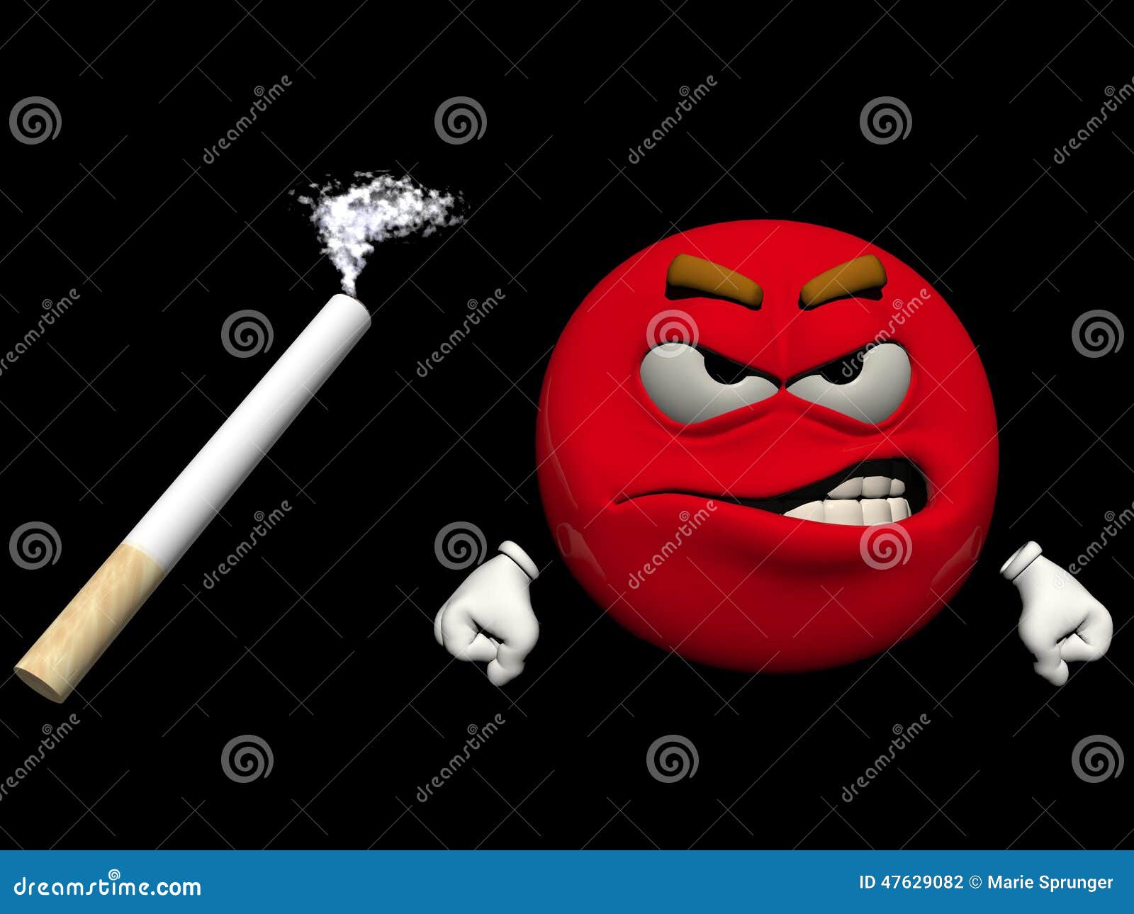 Emoticon E Um Cigarro - 3d Rendem Ilustração Stock - Ilustração de ...