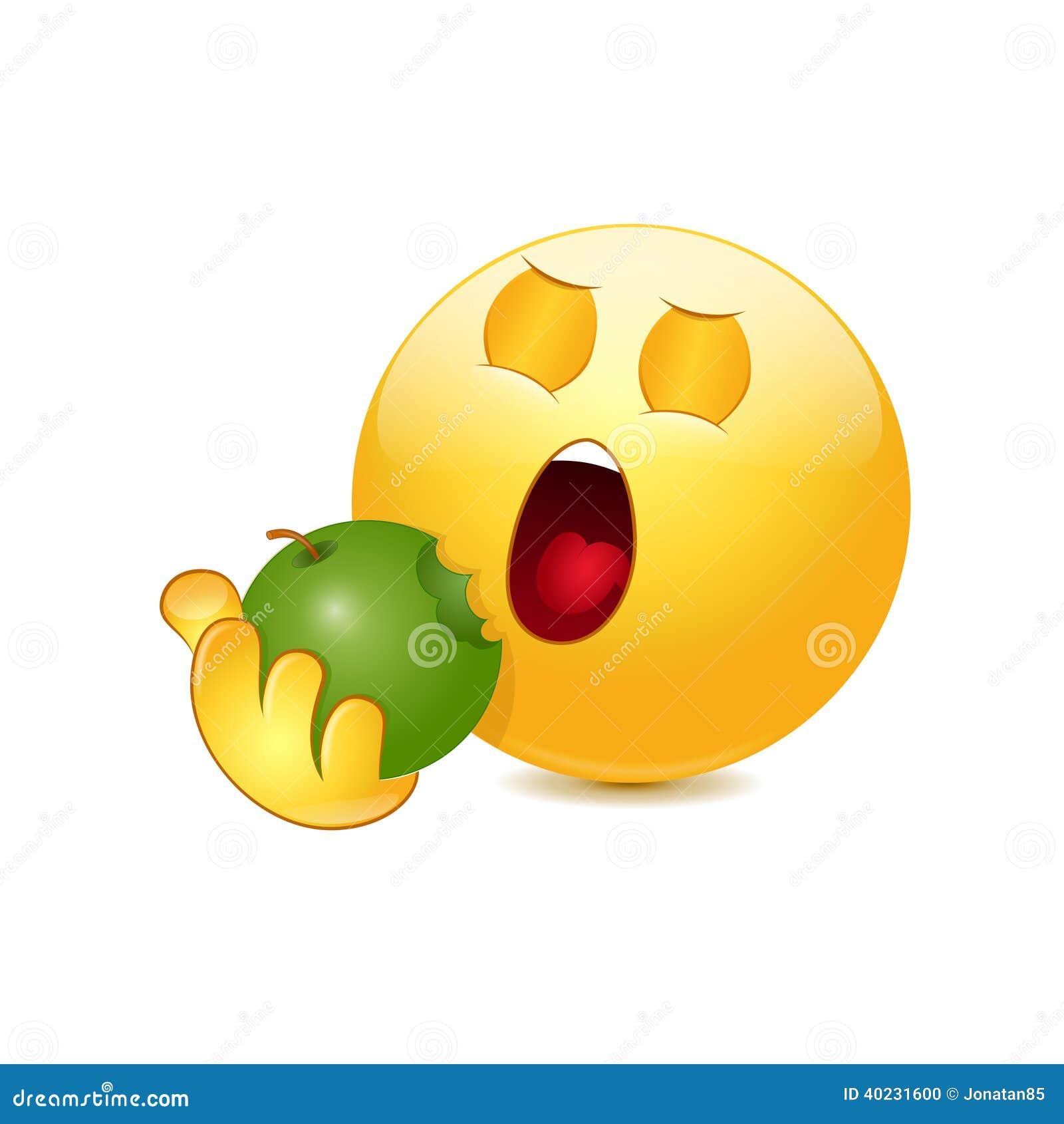 Emoticon Eating An Apple Illustration. Character Vector | CartoonDealer ...