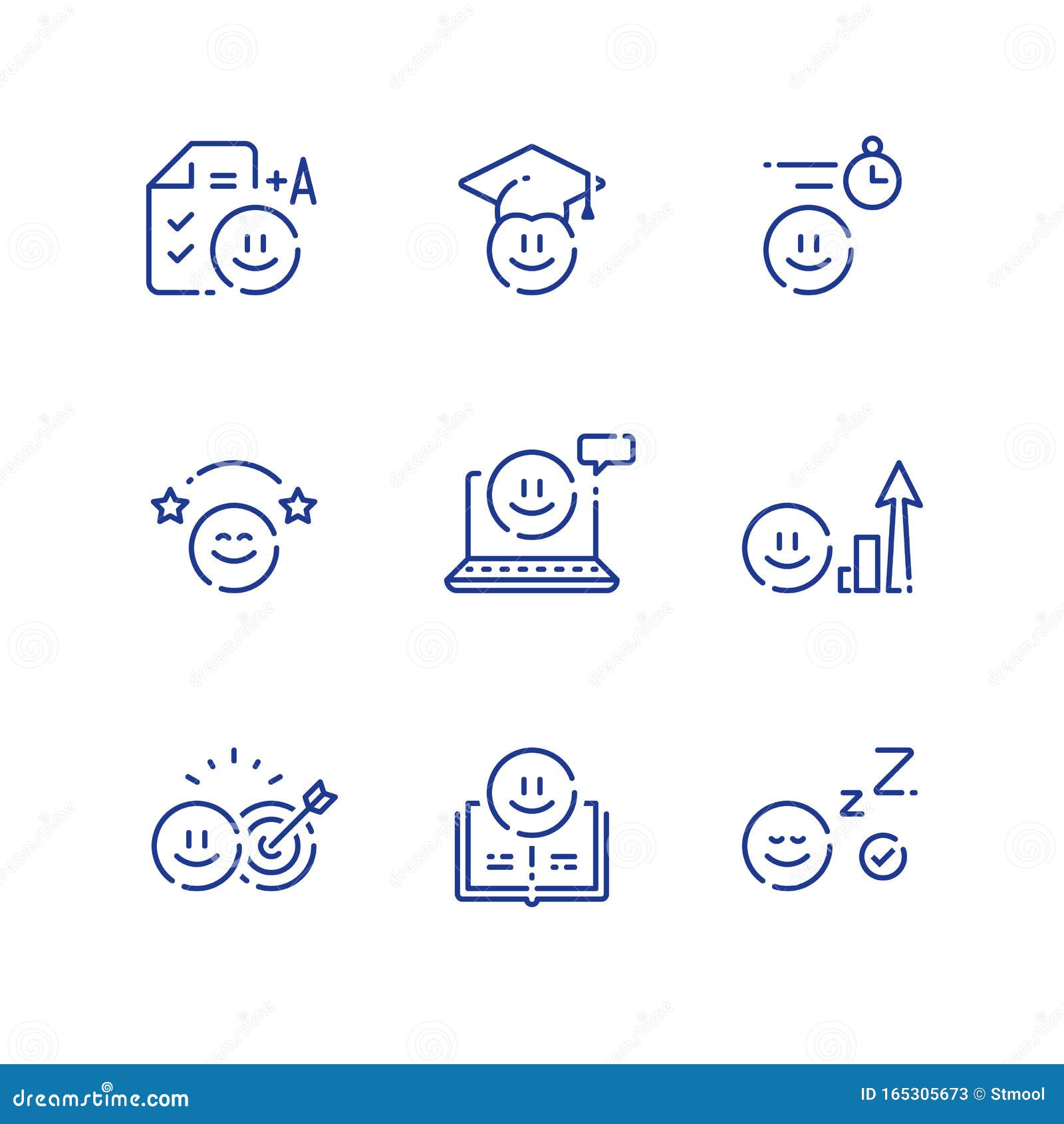 Emoticon and Education Concept, Fun Learning, Study for Exam or Test ...