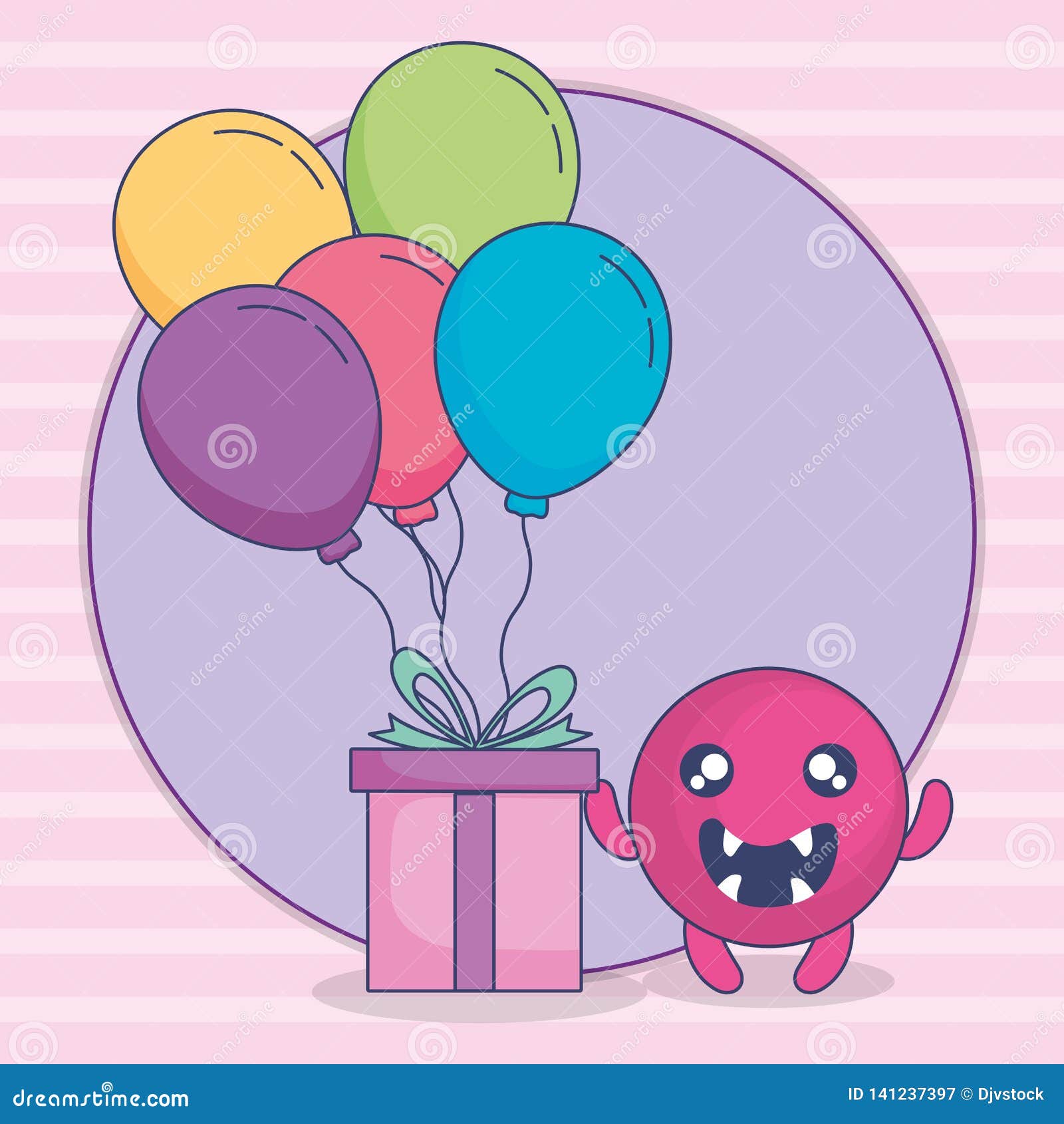 Emoticon Face with Balloons Helium and Gift Stock Vector - Illustration ...