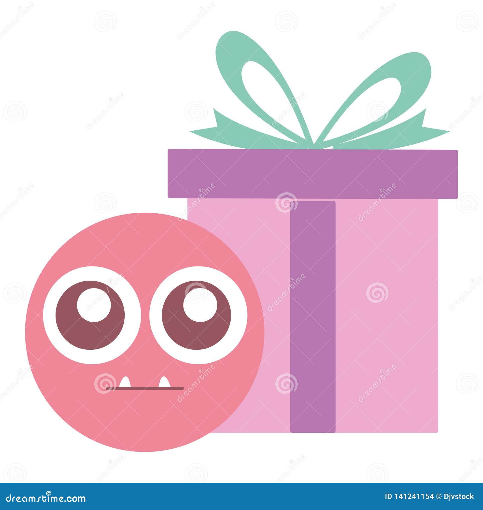 Emoticon Face with Giftbox Present Stock Vector - Illustration of cute ...