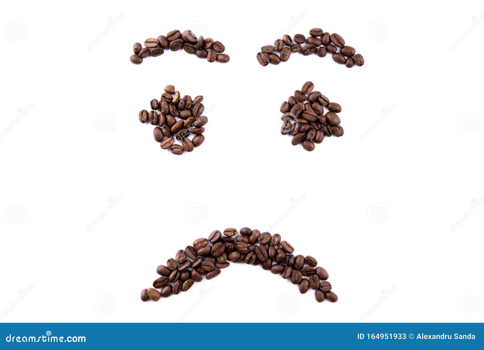 Emoticon Face Made of Coffee Beans on White Backgroud with Copyspace ...