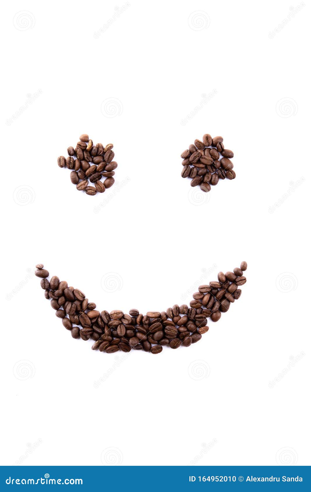 Emoticon Face Made of Coffee Beans on White Backgroud with Copyspace ...