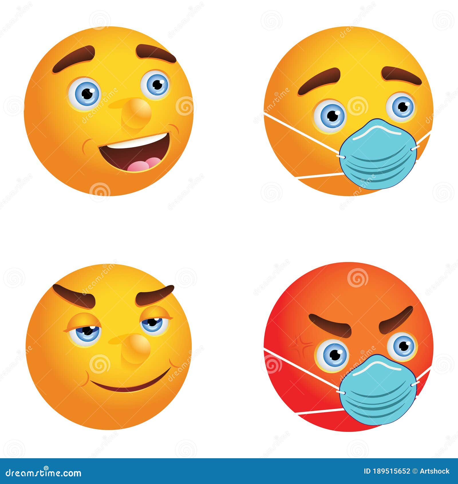 Emoticon with Face Mask and without Stock Vector - Illustration of sign ...