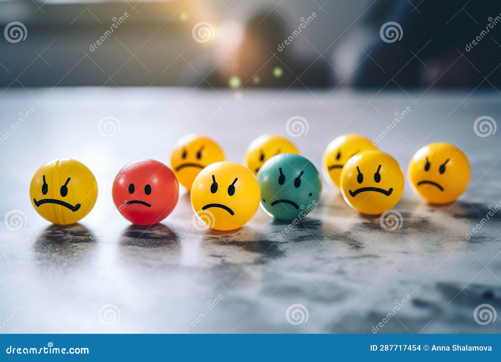 Emoticon Face on the Table in the Office. Customer Service and ...