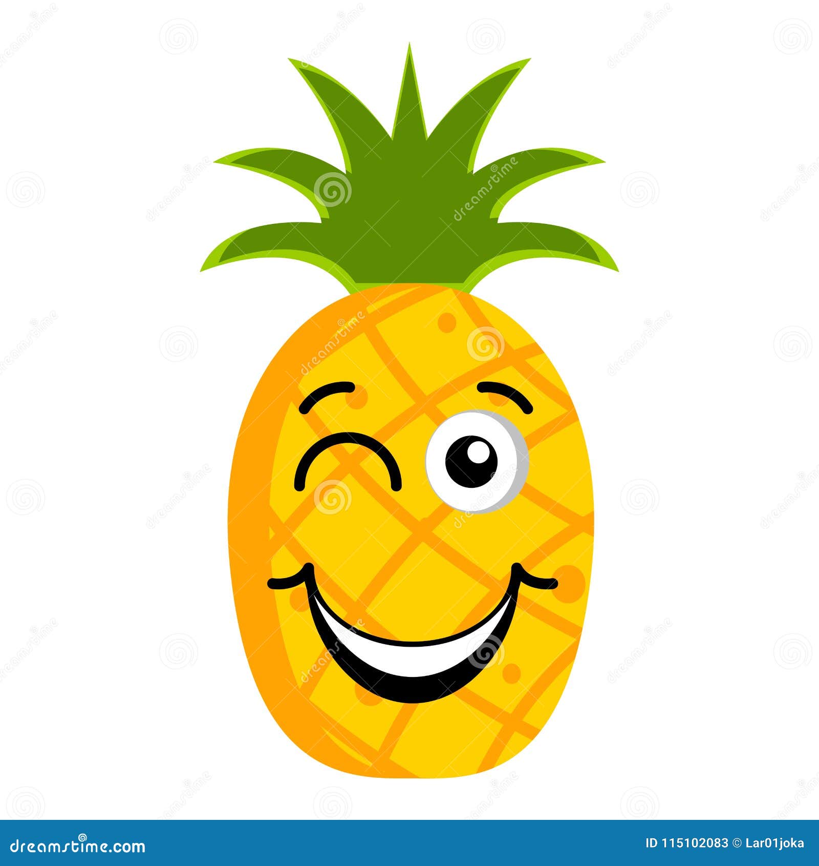 Emoticon feliz do abacaxi ilustração do vetor. Ilustração de cara ...