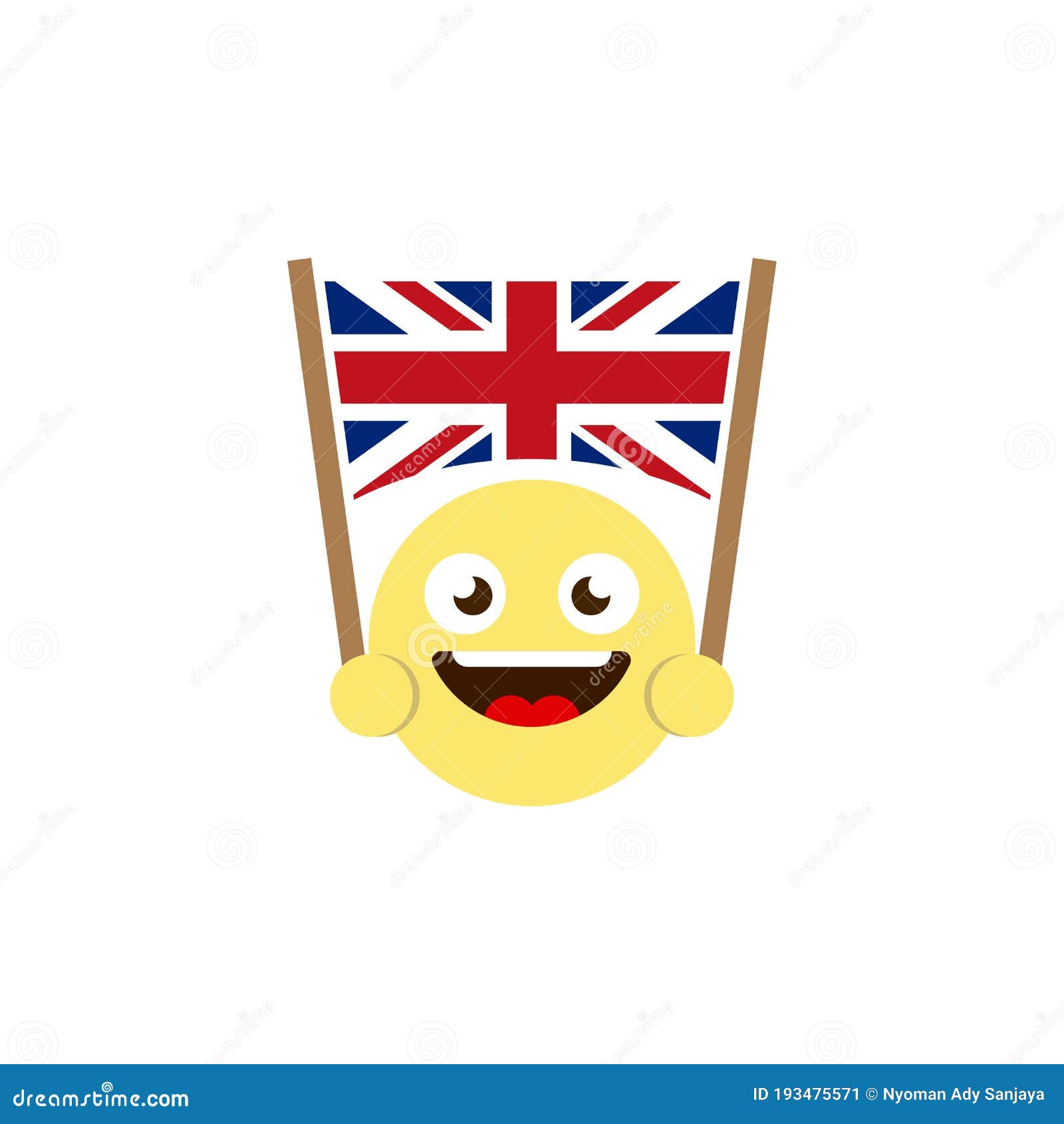 Emoticon Flag of United Kingdom Vector Icon Isolated on White ...
