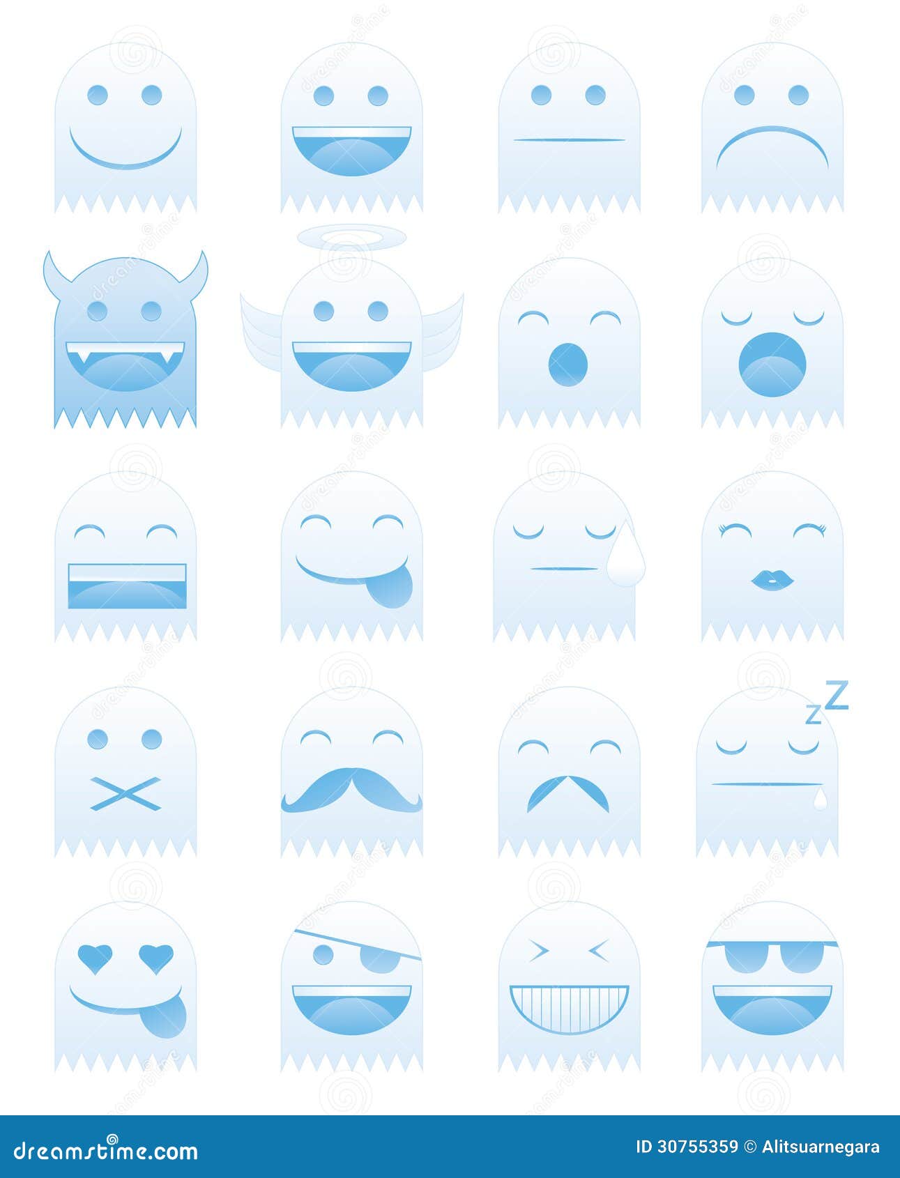 Emoticon Ghost stock vector. Illustration of satisfaction - 30755359