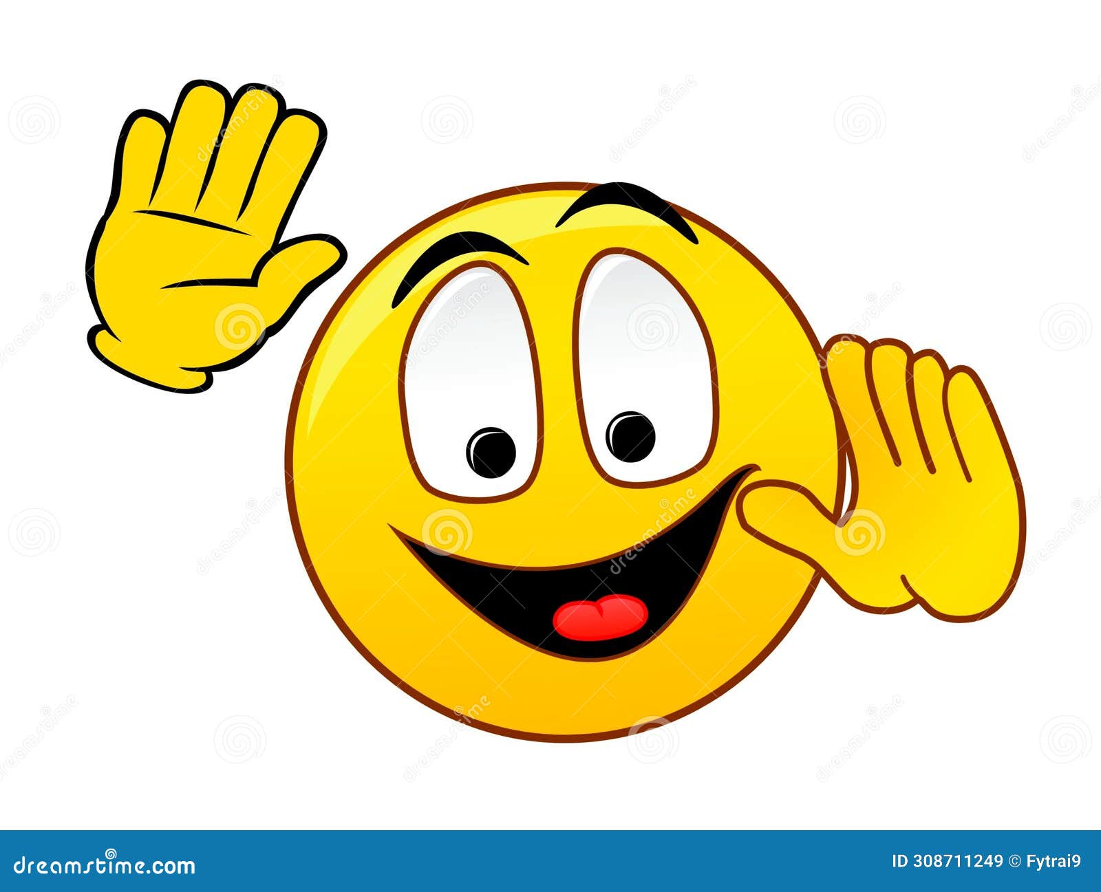 Emoticon Greets with a Smile Stock Illustration - Illustration of ...