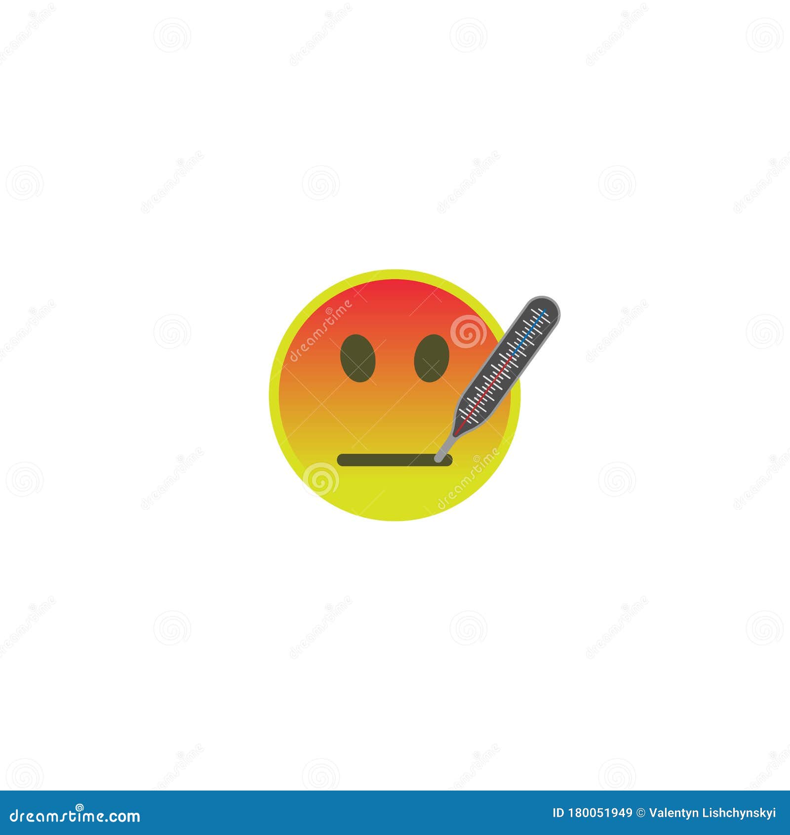 Emoticon with a High Temperature. Smiley Measures the Temperature Stock ...