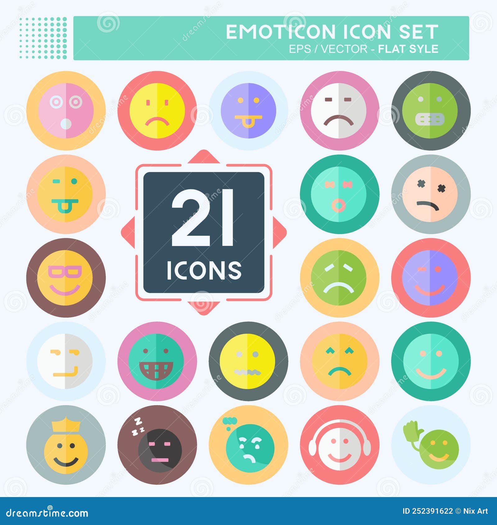 Emoticon Icon Set. Suitable for Education Symbol. Flat Style. Simple ...