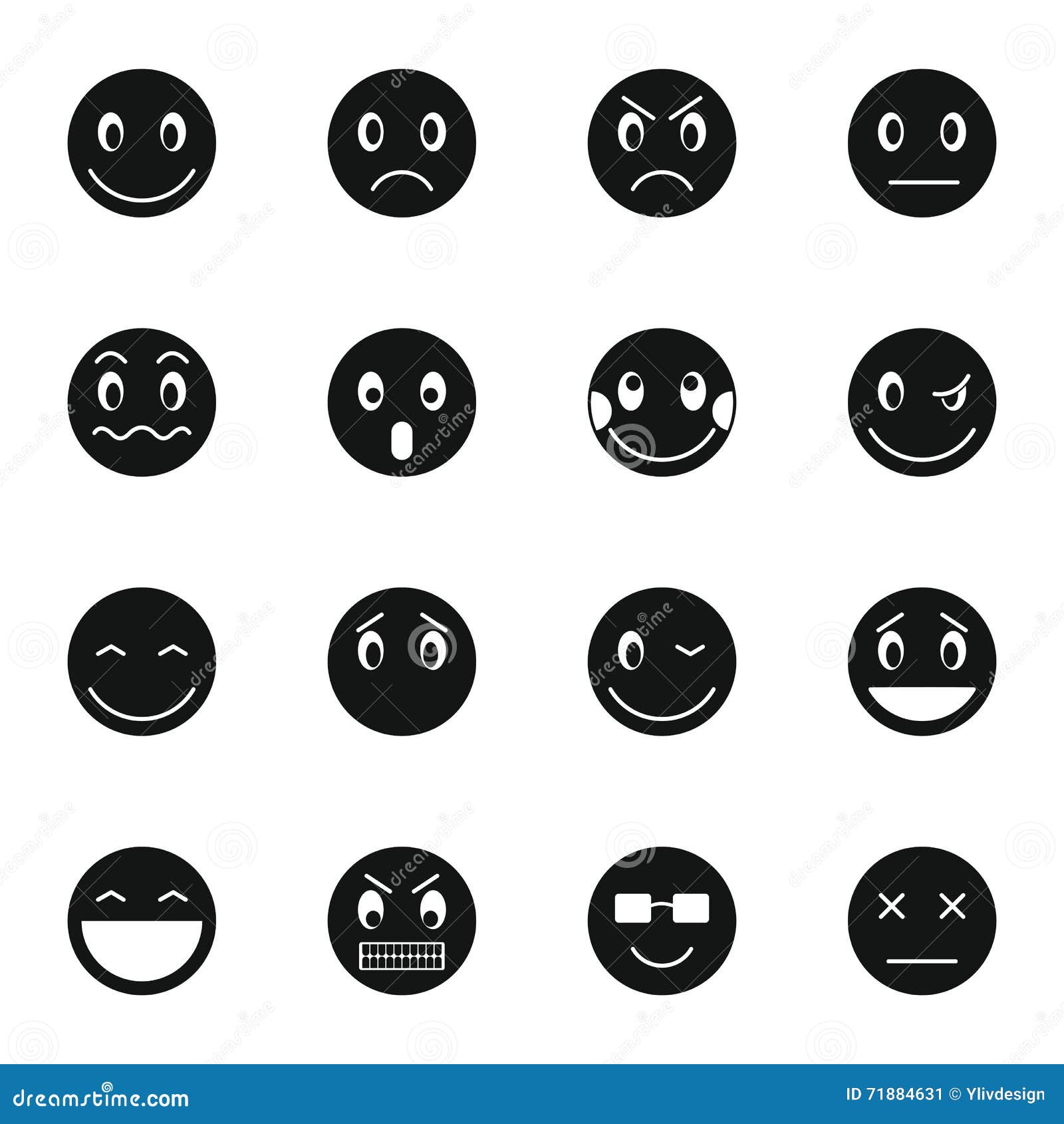 Emoticon Icons Set, Simple Style Stock Vector - Illustration of ...