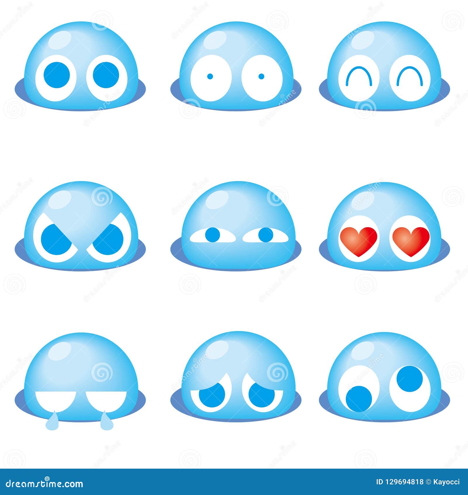 Emoticon lindo 9set - azul ilustración del vector. Ilustración de ...