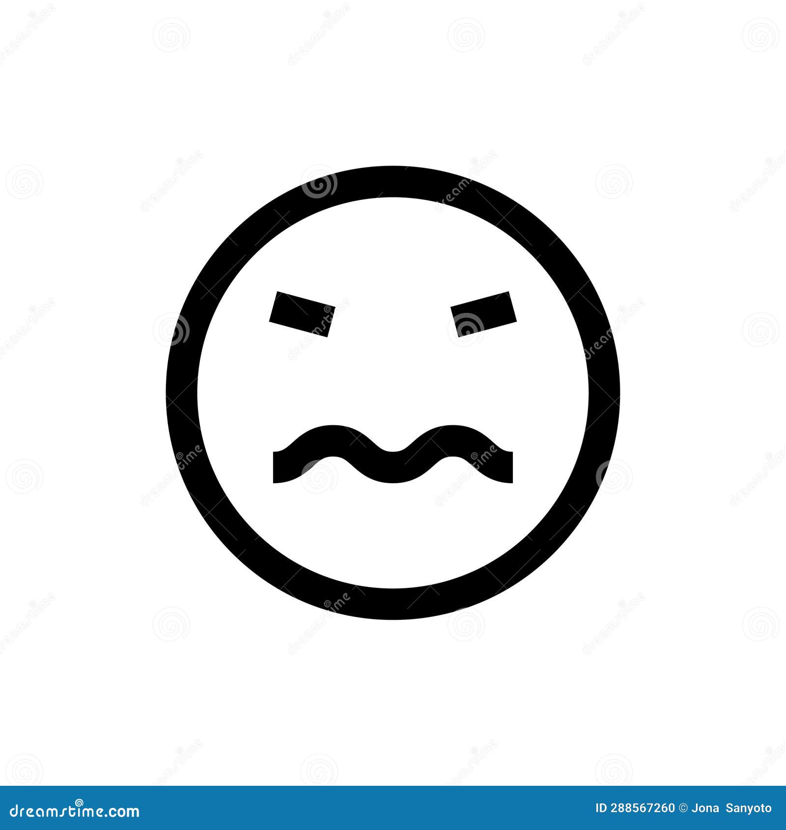 Annoyed Emoticon Line Icon stock illustration. Illustration of ...
