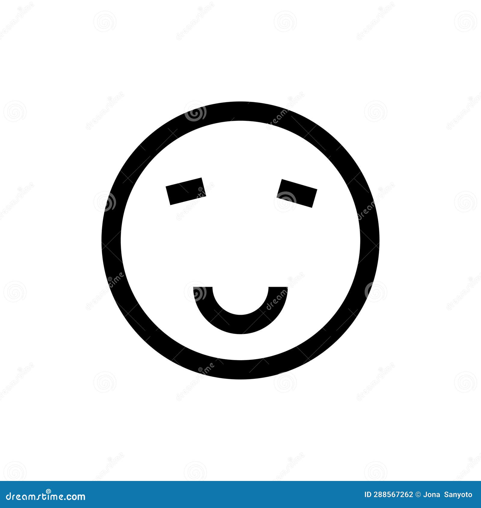 Flat Smile Emoticon Line Icon Stock Vector - Illustration of simple ...