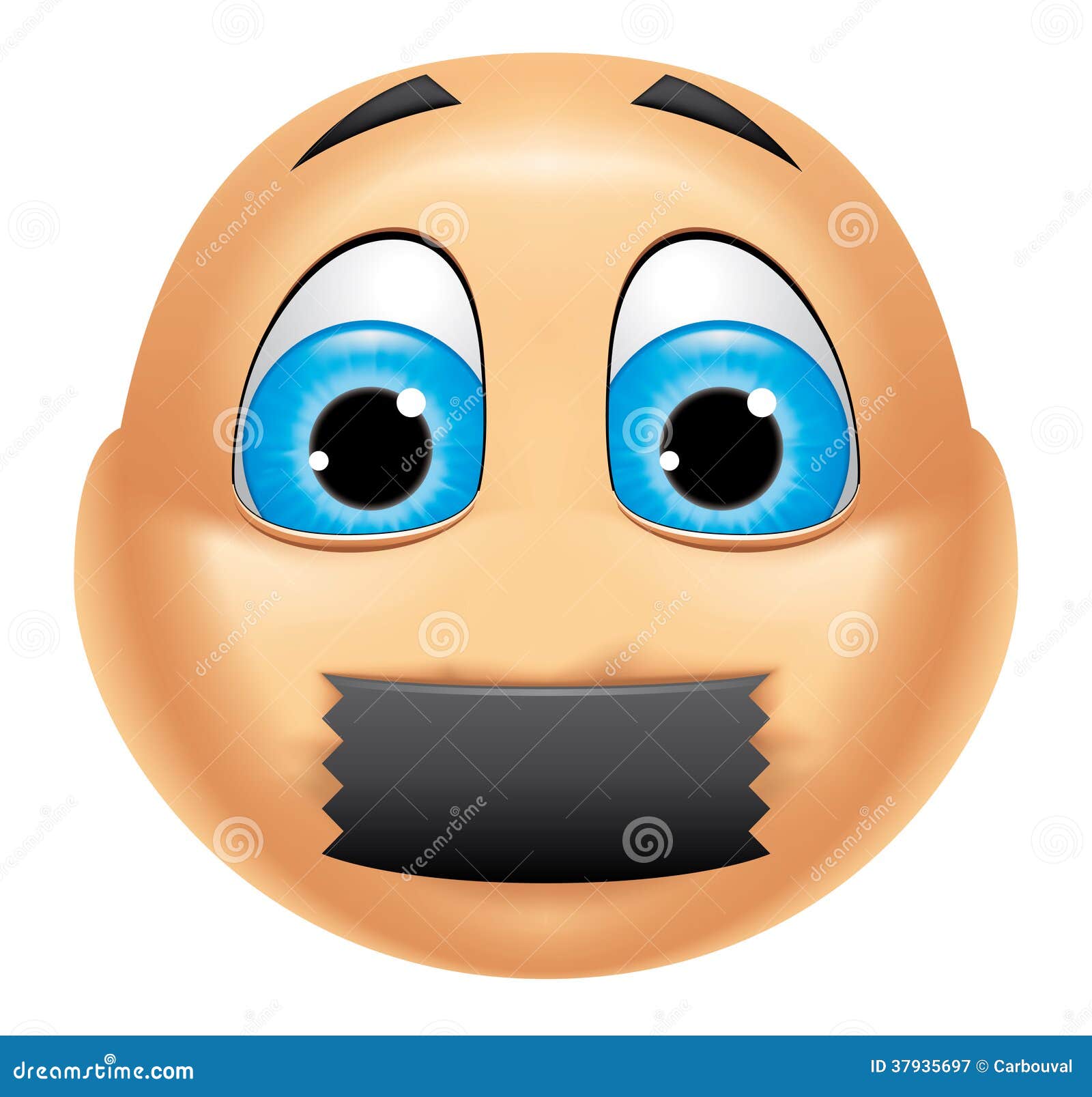 Emoticon muted stock illustration. Illustration of head - 37935697