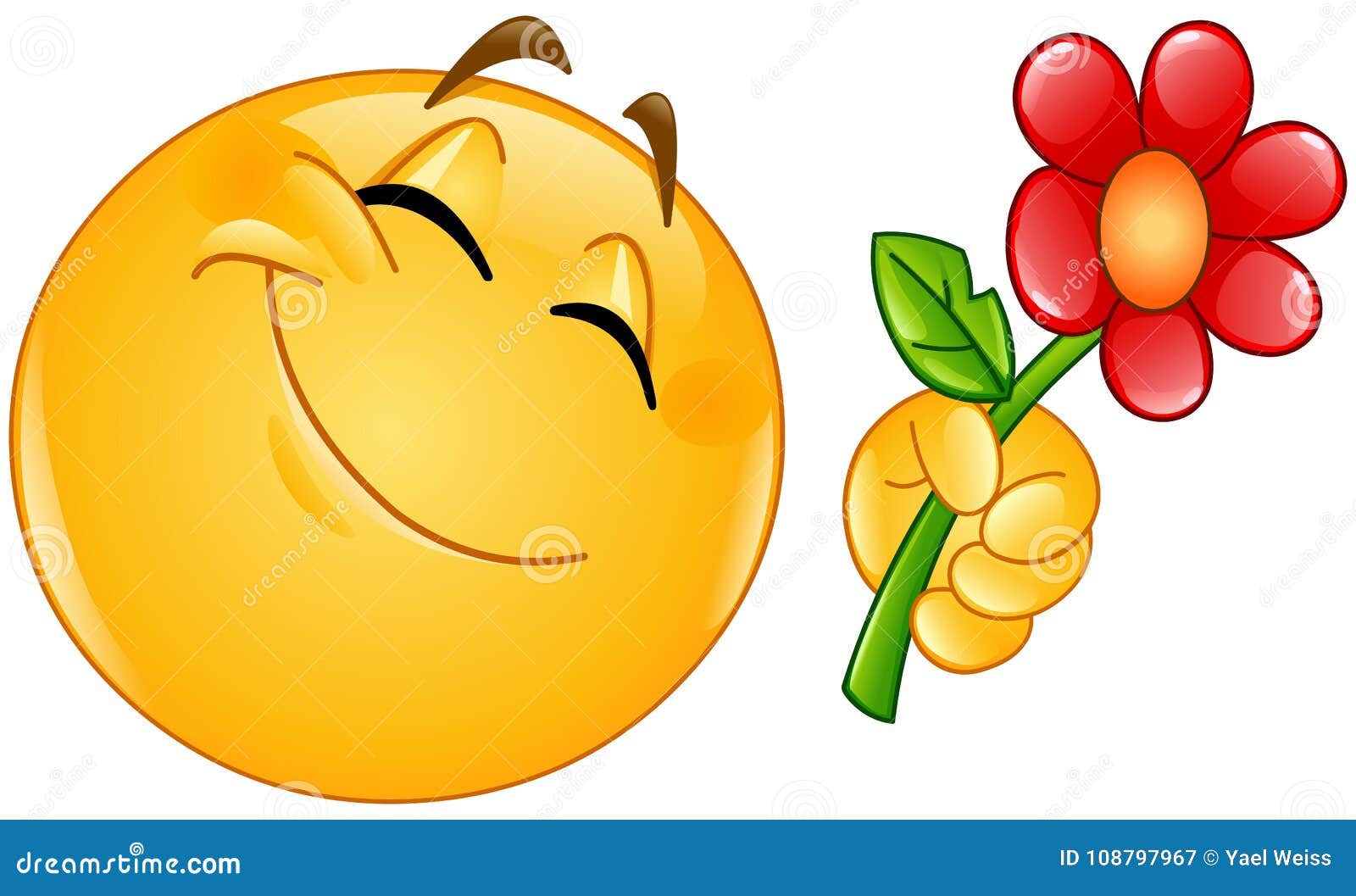 Emoticon que dá a flor ilustração do vetor. Ilustração de vetor - 108797967
