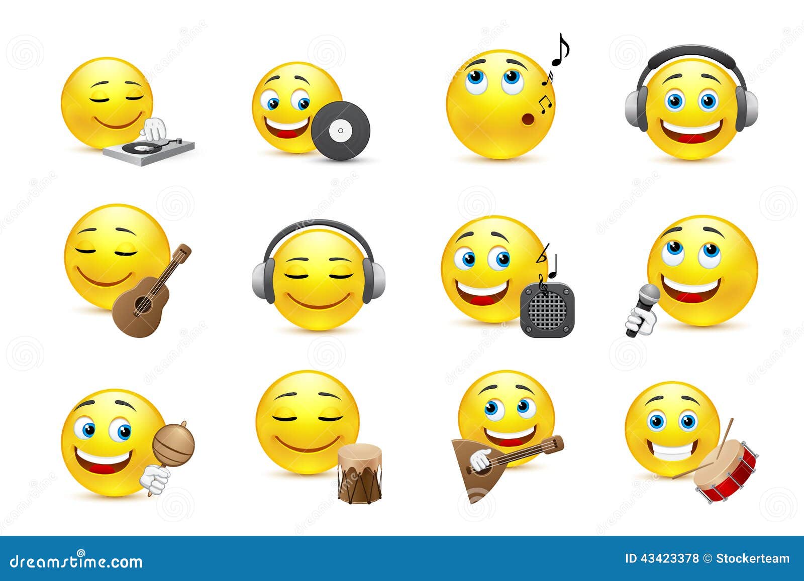 Emoticon Rappresentati Con I Vari Strumenti Musicali Illustrazione di ...
